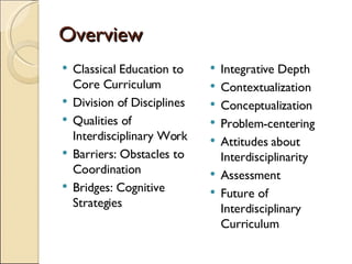 Pursuing a Curriculum of Interdisciplinary Studies | PPT