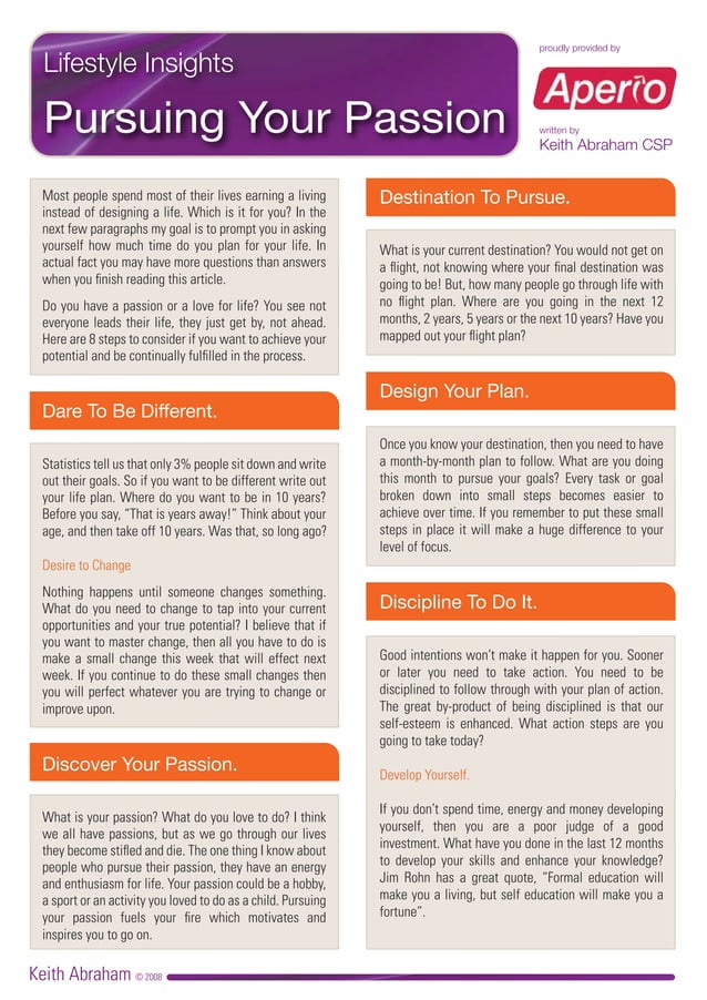 Pursuing Your Passion | PDF