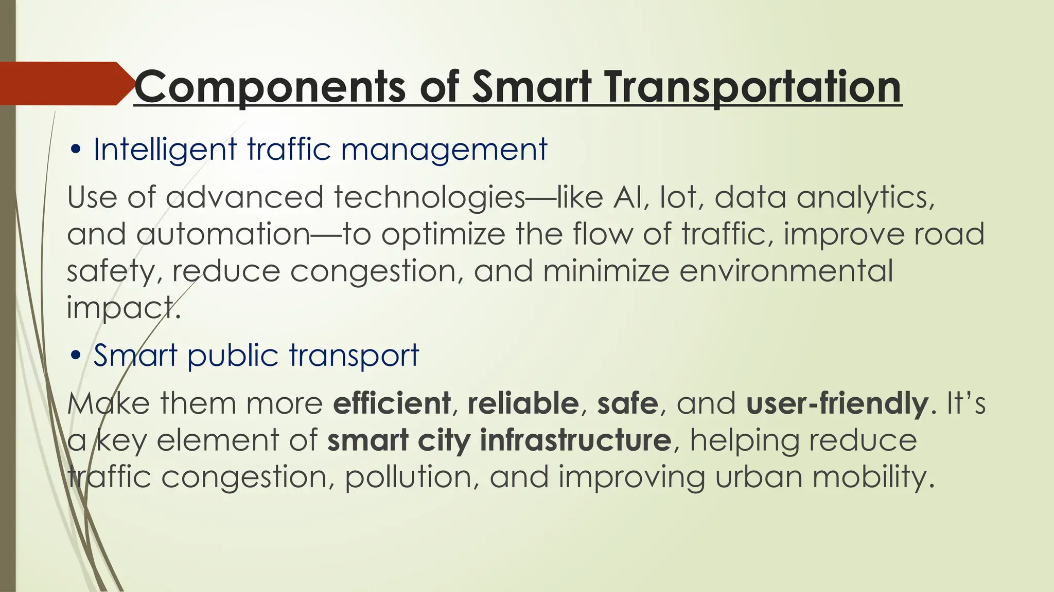 Smart transportation system in civil engineering | PPT