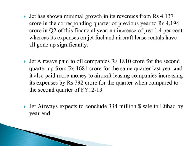 jet airways (Turnaround Strategy of Jet Airways) strategic management | PPT