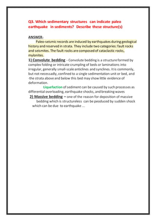 Sedimentary questions | DOCX | Geology | Science