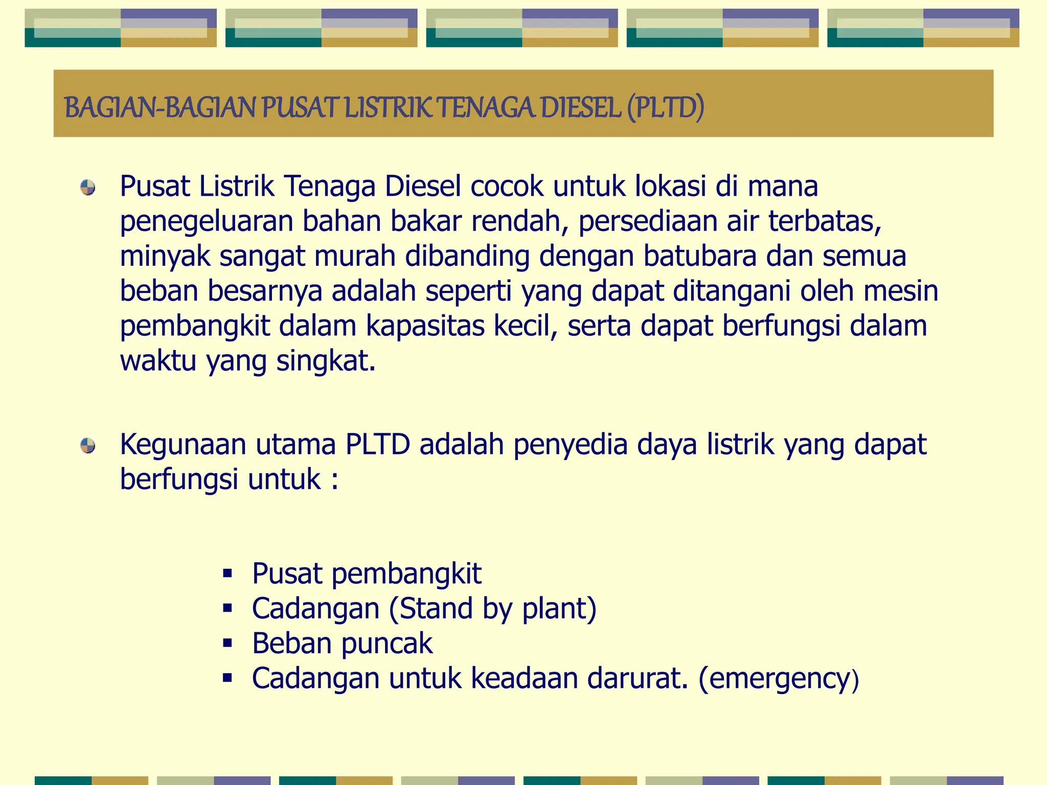 PUSAT LISTRIK TENAGA DIESEl ppt.......... | PPT