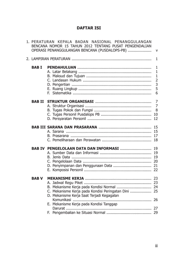 Perka BNPB No.15 Tahun 2012 | PDF