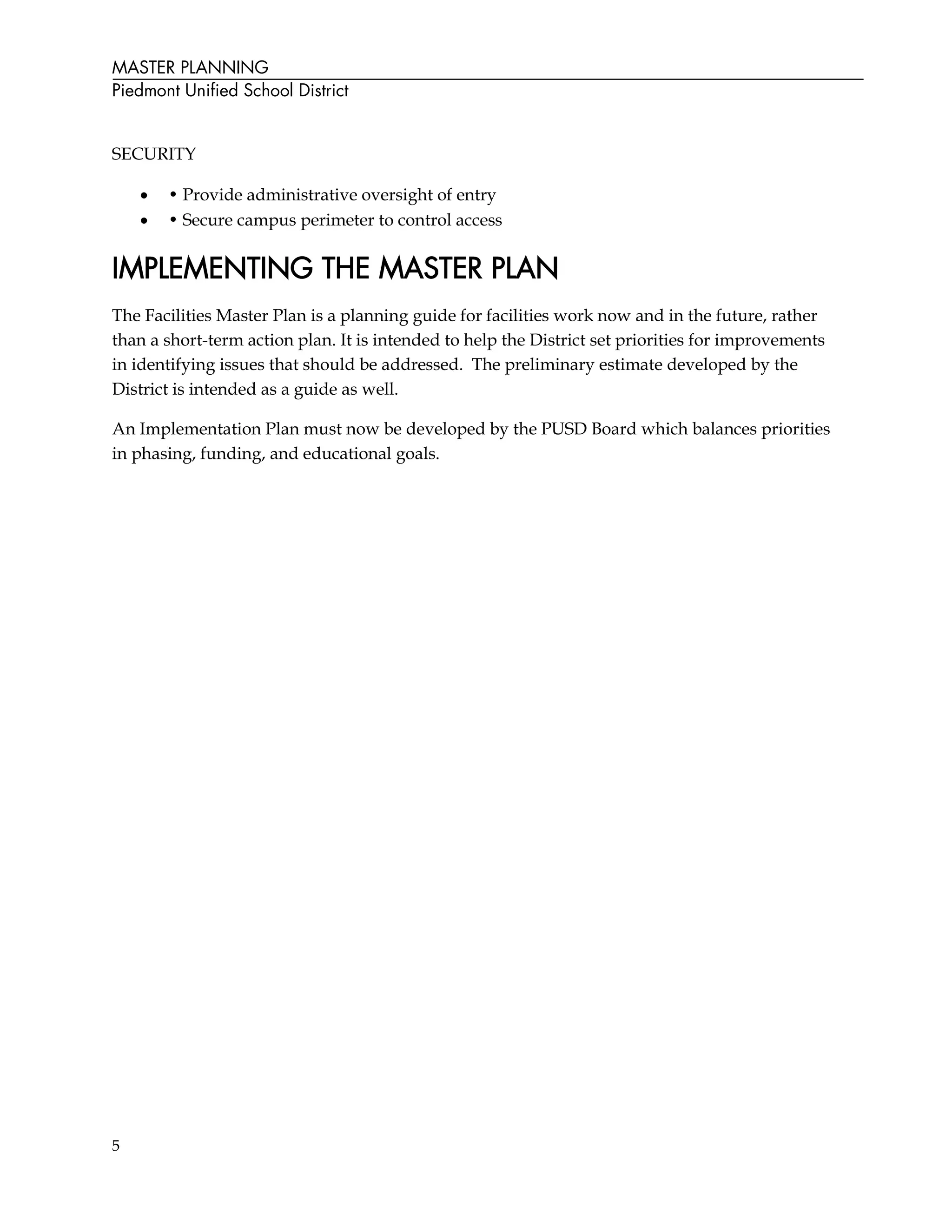 PUSD Facilities Master Plan Development | PDF