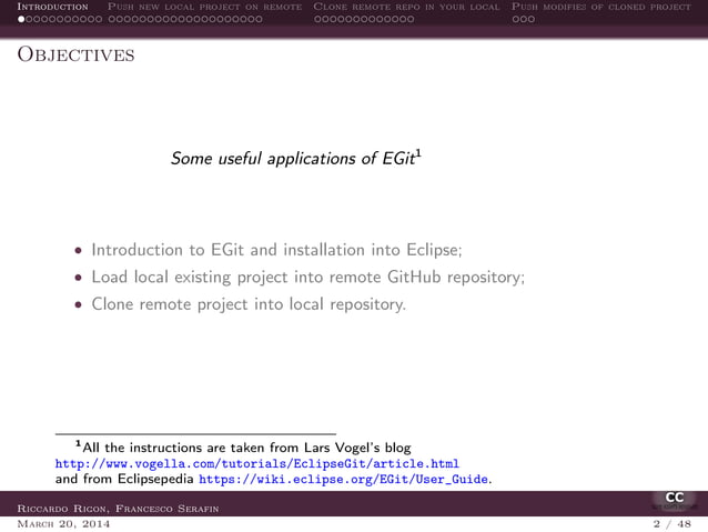 Using Git Inside Eclipse, Pushing/Cloning from GitHub | PPT