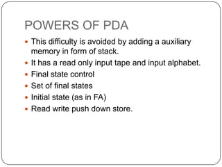 Push down automata | PPTX