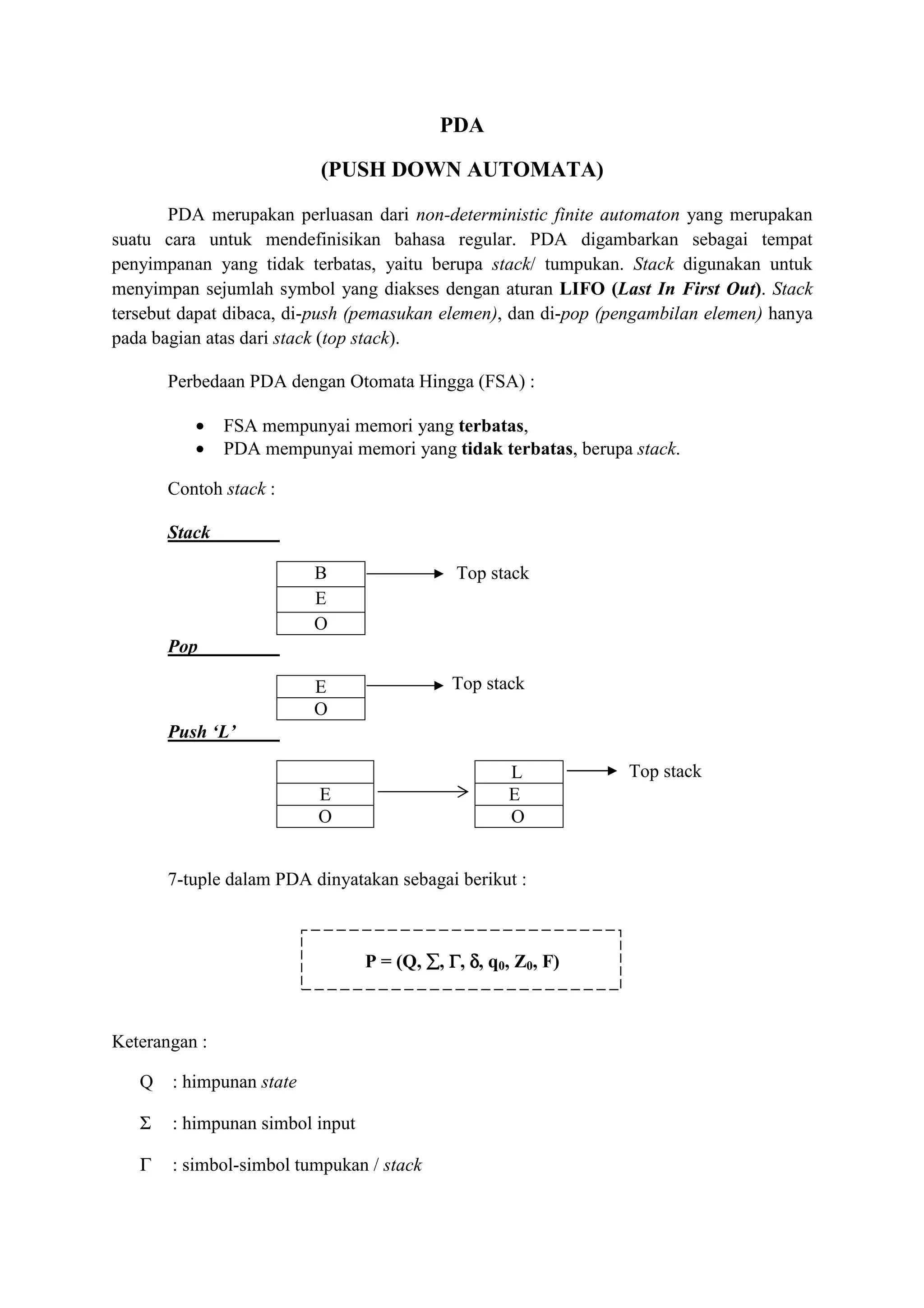 Push Down Automata (PDA) | PDF
