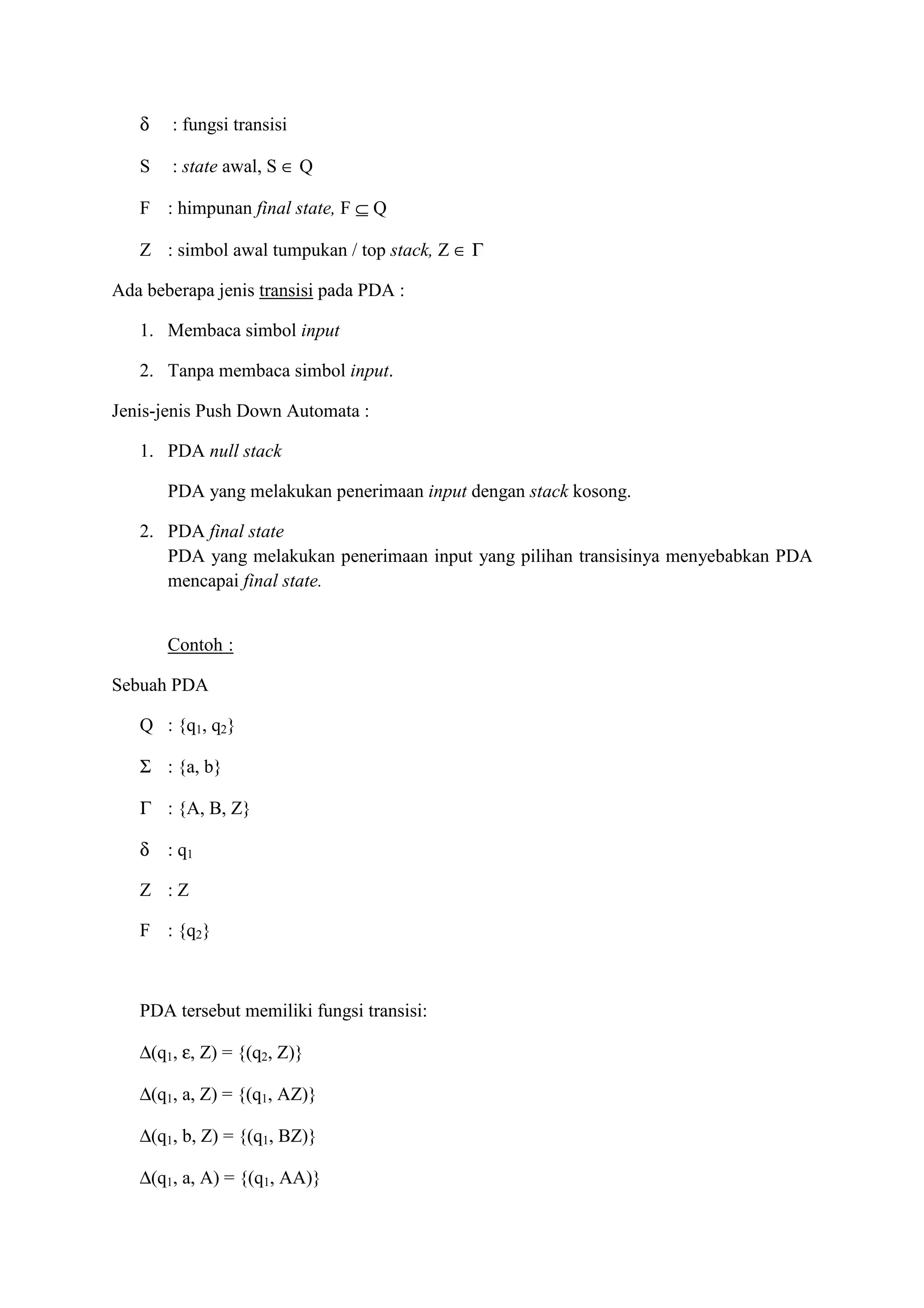 Push Down Automata (PDA) | PDF