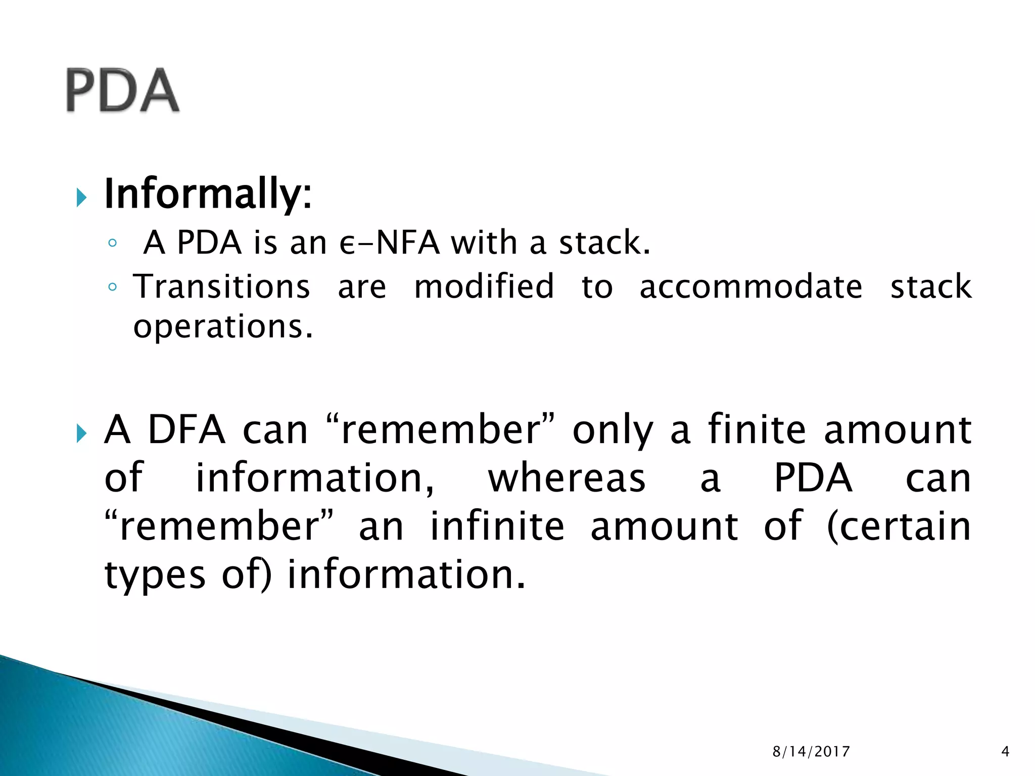 Push Down Automata Pptx Programming Languages Computing