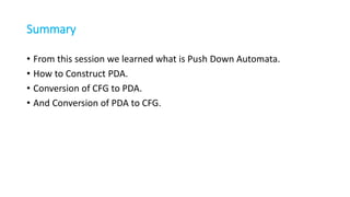 Push down automata | PPTX
