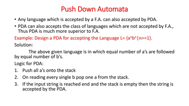 Push down automata | PPTX