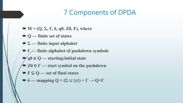 Push Down Automata (PDA) | TOC (Theory of Computation) | NPDA | DPDA | PPTX | Programming ...