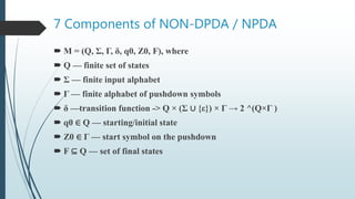 Push Down Automata (PDA) | TOC (Theory of Computation) | NPDA | DPDA | PPTX