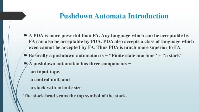 Push Down Automata Pda Toc Theory Of Computation Npda Dpda