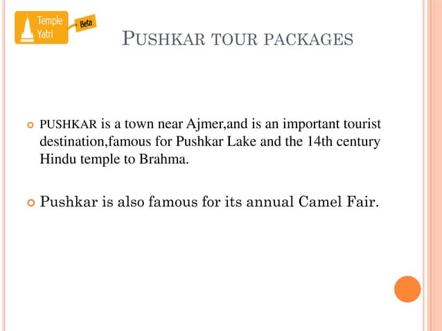 Pushkar tour packages | PDF