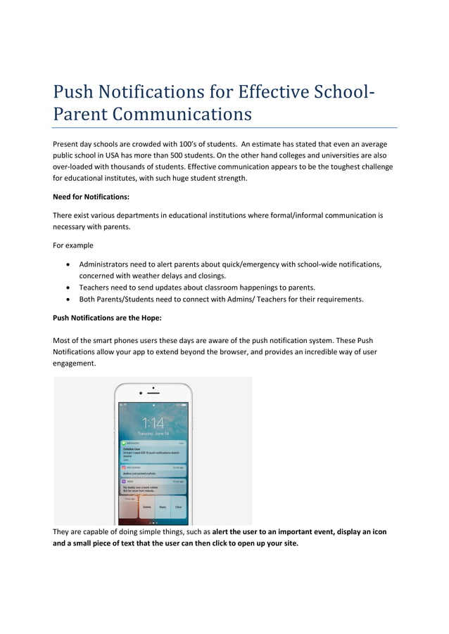 Push Notifications for Effective School- Parent Communications | PDF ...