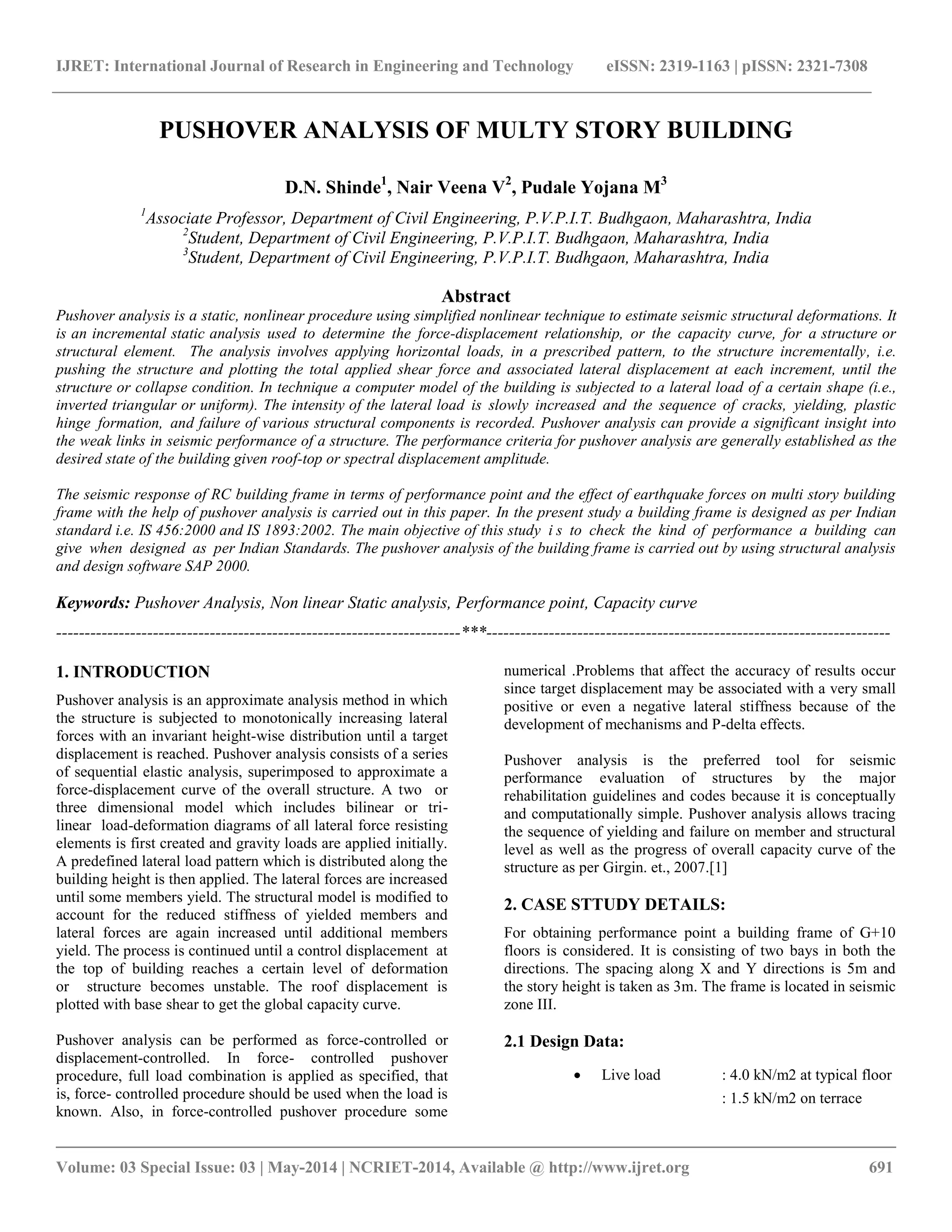 Pushover analysis of multy story building | PDF