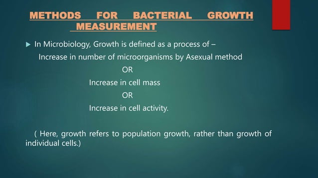 The methods of bacterial growth measurement | PPTX | Biological Sciences | Science