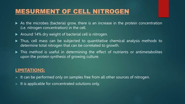 The methods of bacterial growth measurement | PPTX | Biological ...