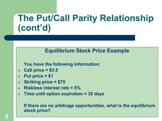 Put call parity relation | PPTX