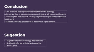 Acute Post Operative Endophthalmitis (Pseudomonas aeruginosa MDR) | PDF