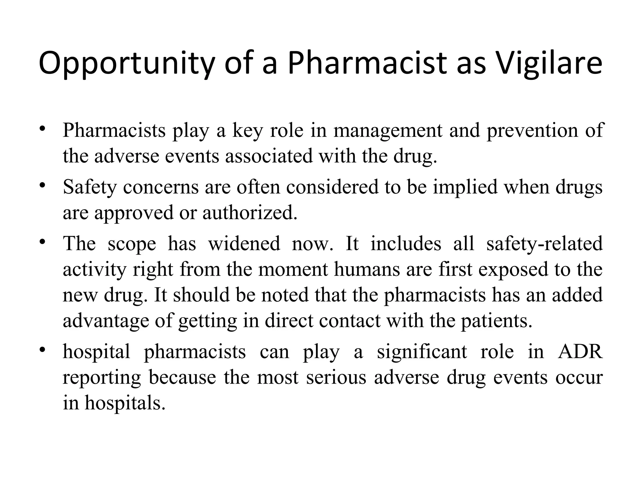 Putative role of pharmacist in reporting adr and contributing into the ...