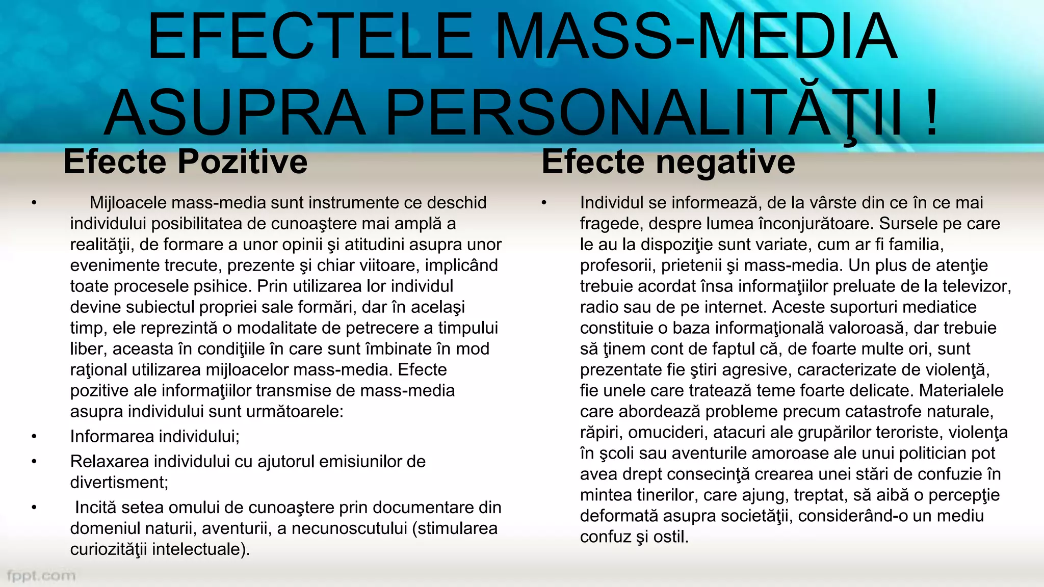 Puterea si Rolul Mass-Mediei | PPTX