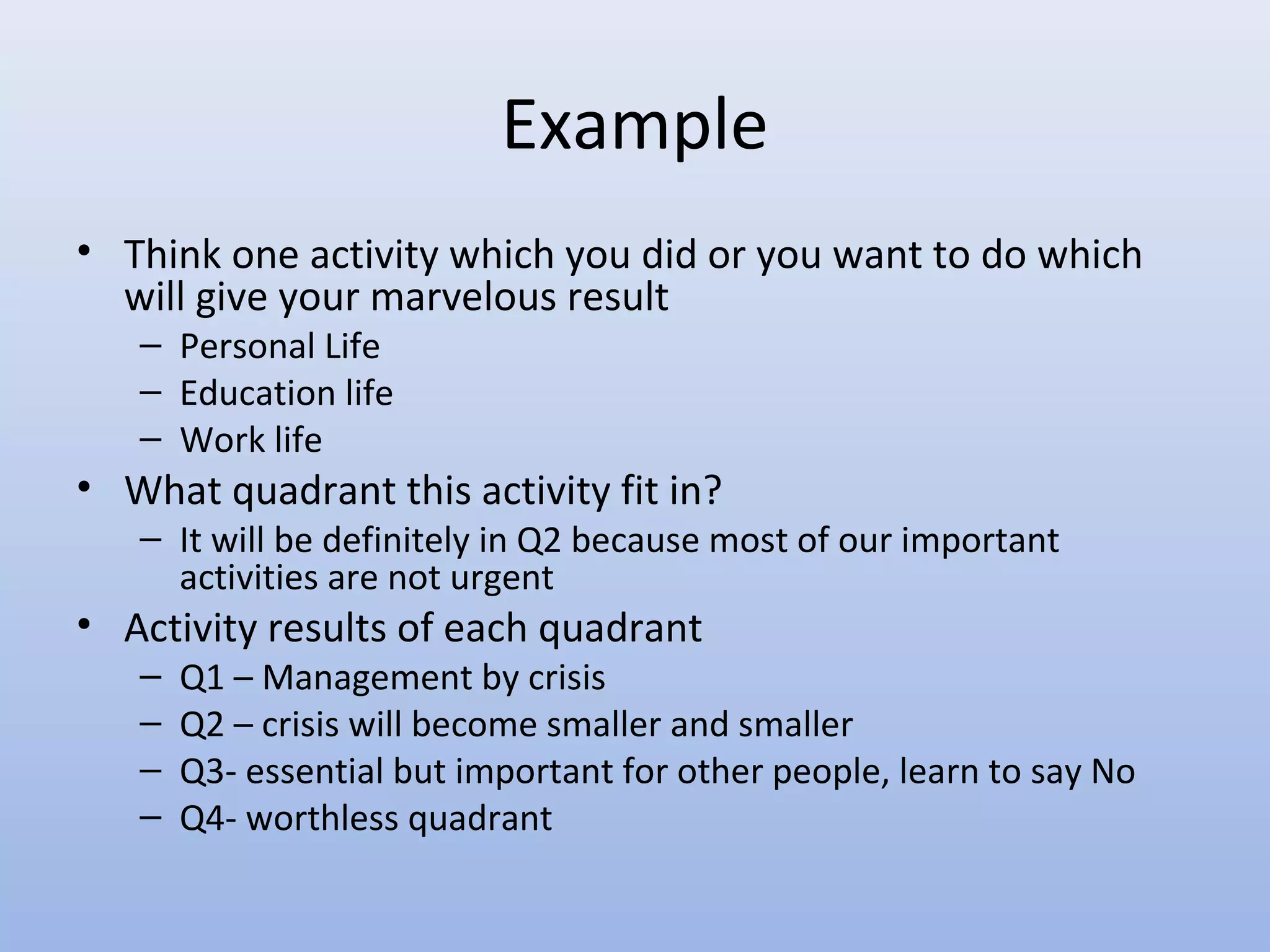 Put first things first time management | PPT