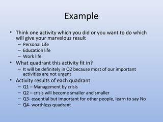 Put first things first time management | PPT