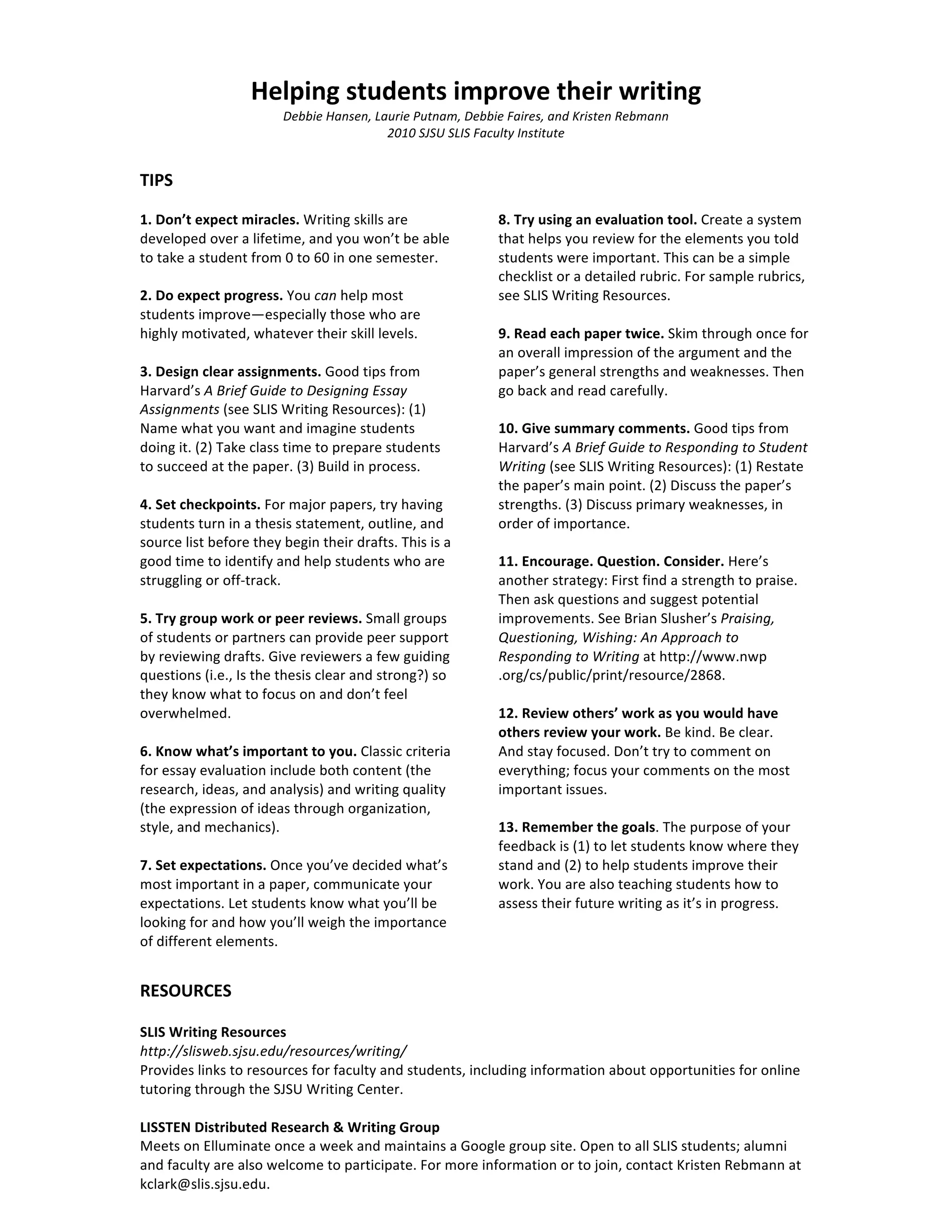 Helping Students Improve Their Writing | PDF