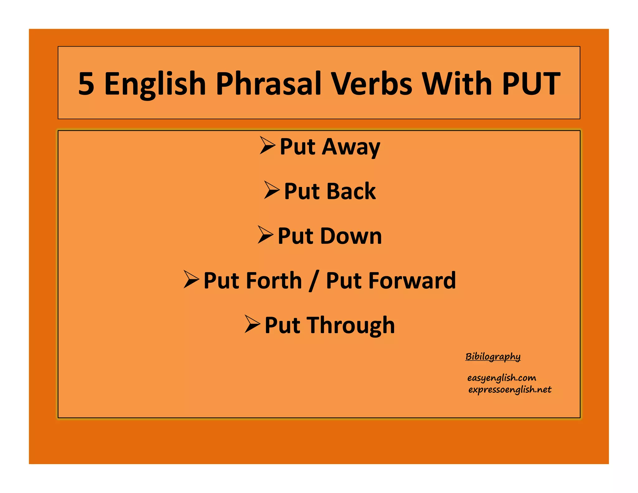 Put phrasal verb | PPT