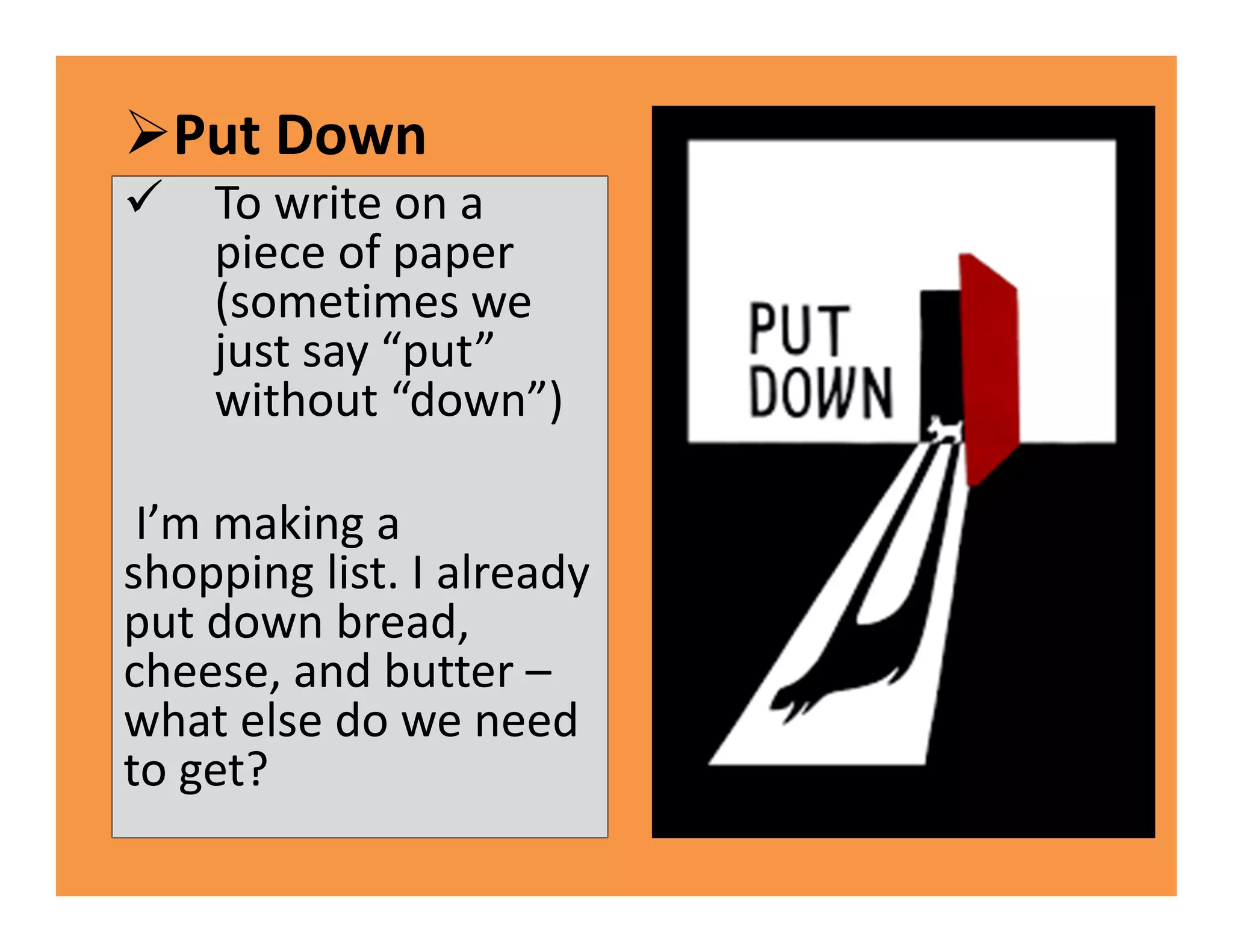 Put phrasal verb | PPT