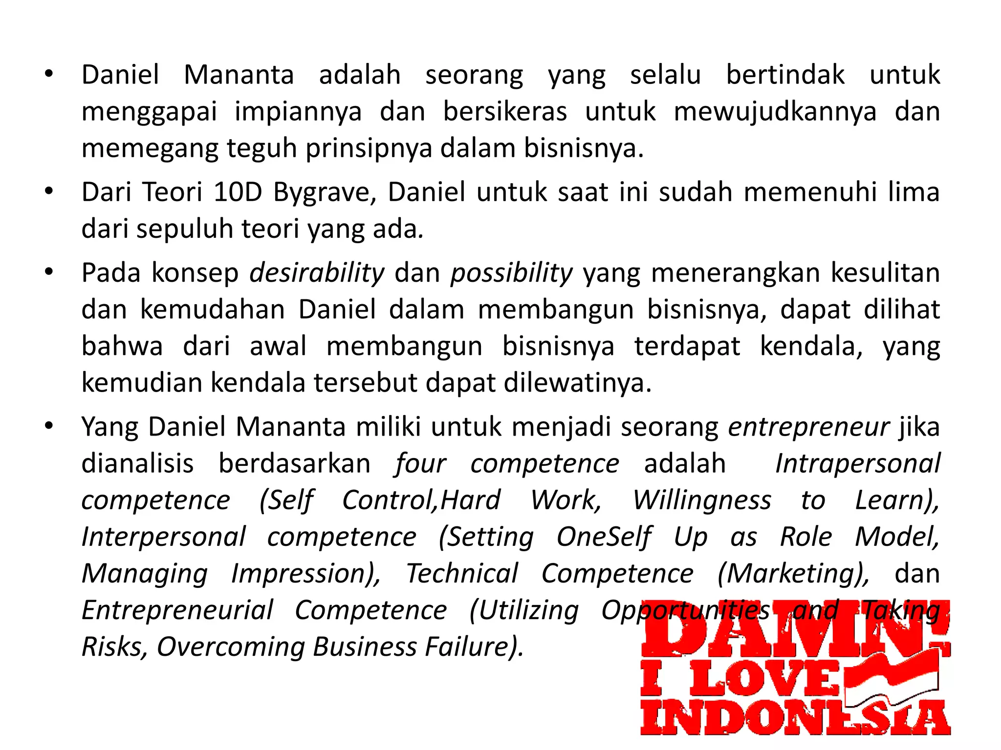 Role Model Entrepreneur Danile Mananta | PPTX