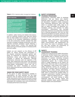 Putting safety to work the business case for psychology based safety training programs | PDF ...