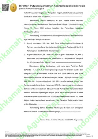 Putusan 14 pdt.sus-pailit_2019_pn_niaga_jkt.pst_20200927 | PDF