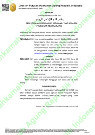 Putusan Cerai Gugat Mahkamah Agung RI Usman Jalaludin DPMD HSU Nomor ...
