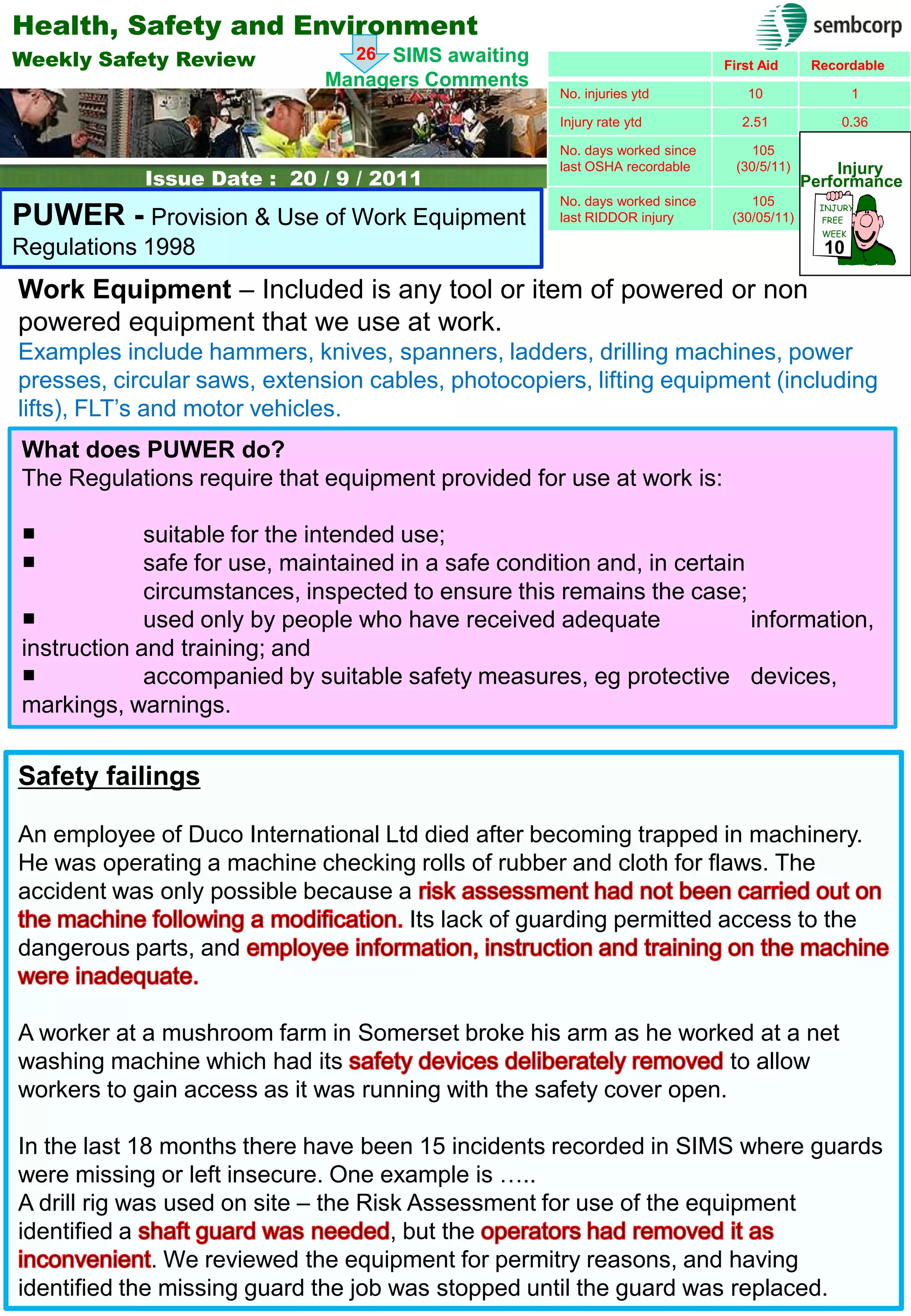 PUWER Safety Review | PDF