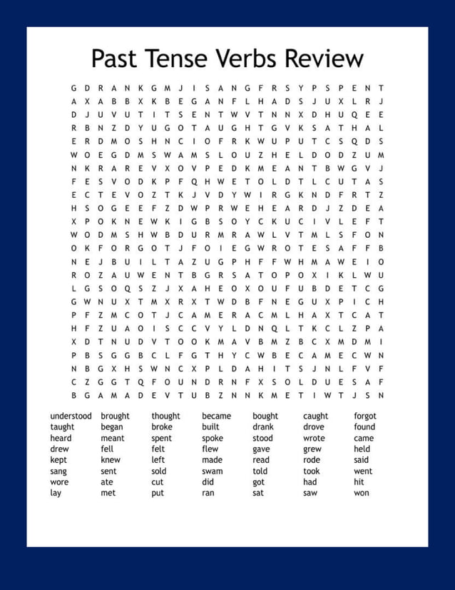 puzzle Irregular Verbs- Simple Past Tense | DOCX