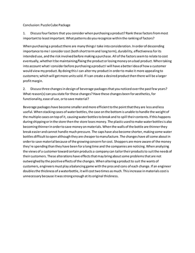 Puzzle Cube Conclusion | DOCX