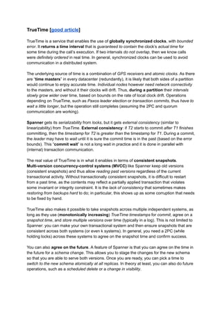 About TrueTime, Spanner, Clock synchronization, CAP theorem, Two-phase ...