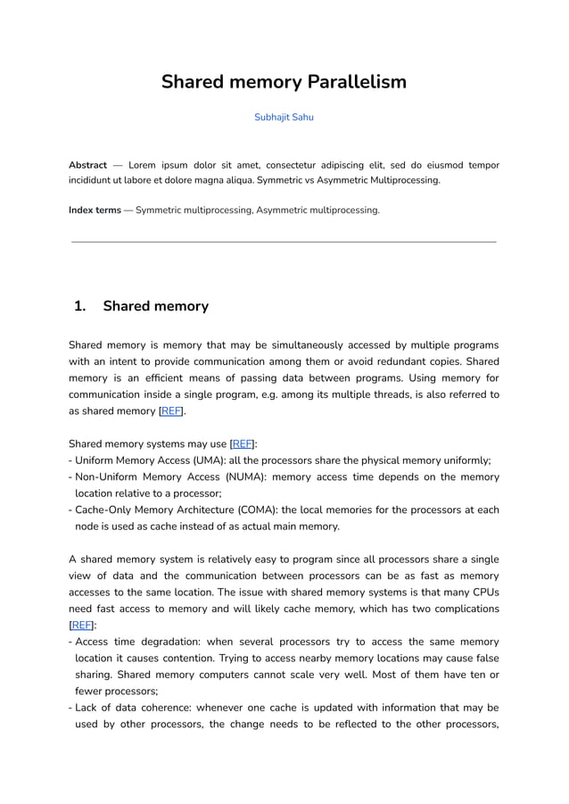 Shared Memory Parallelism Notes Pdf Operating Systems Computer