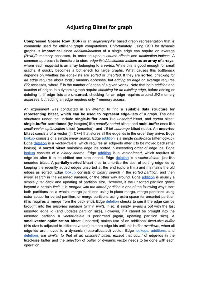 Adjusting Bitset for graph : SHORT REPORT / NOTES | PDF