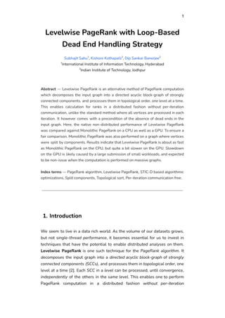 Levelwise PageRank with Loop-Based Dead End Handling Strategy : SHORT ...