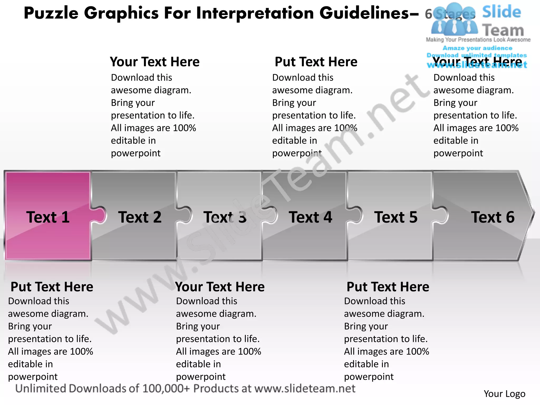 Puzzle graphics for interpretation guidelines 6 stages flow chart ...