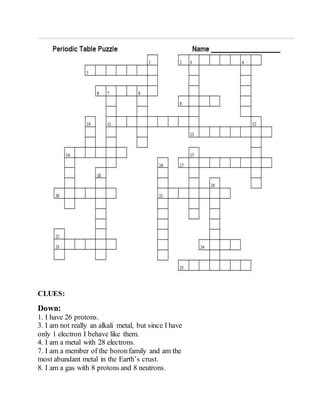 Periodic Table Puzzle Answer Key