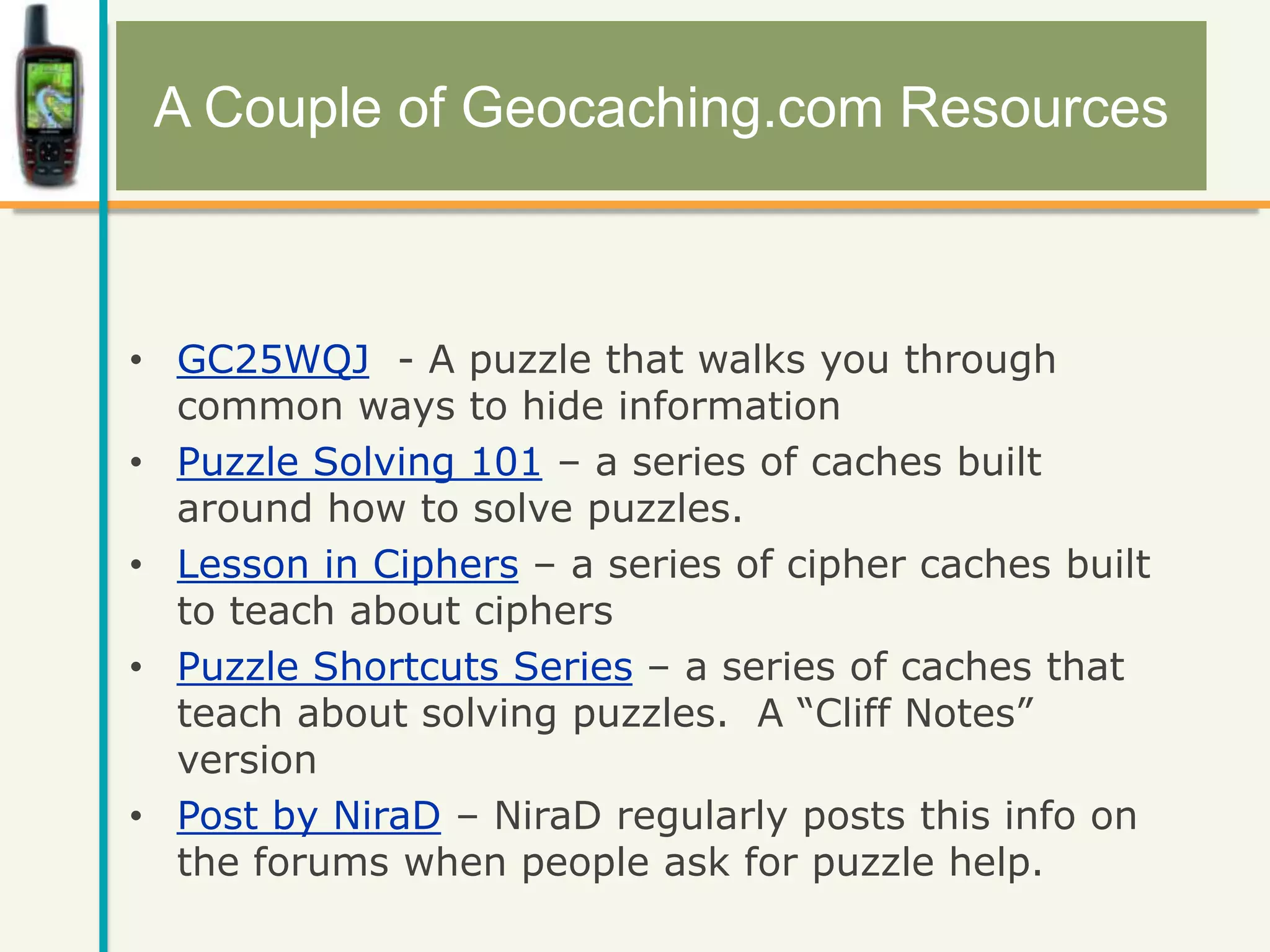 Geocaching Puzzle Resources | PPTX