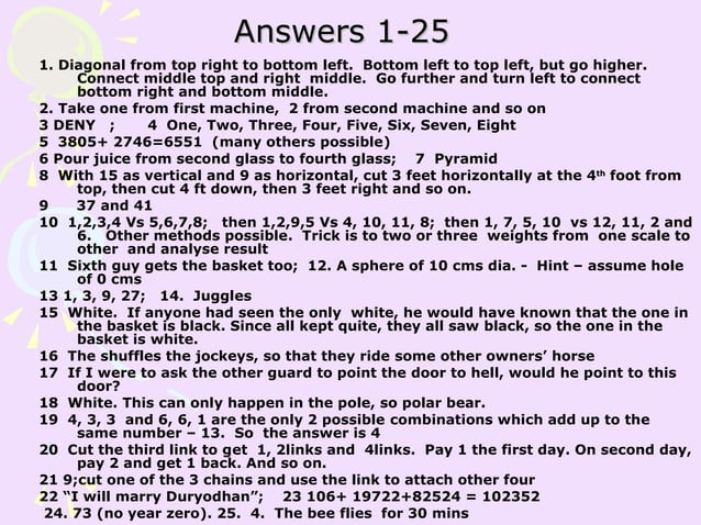 25 selected brain teasers | PPS