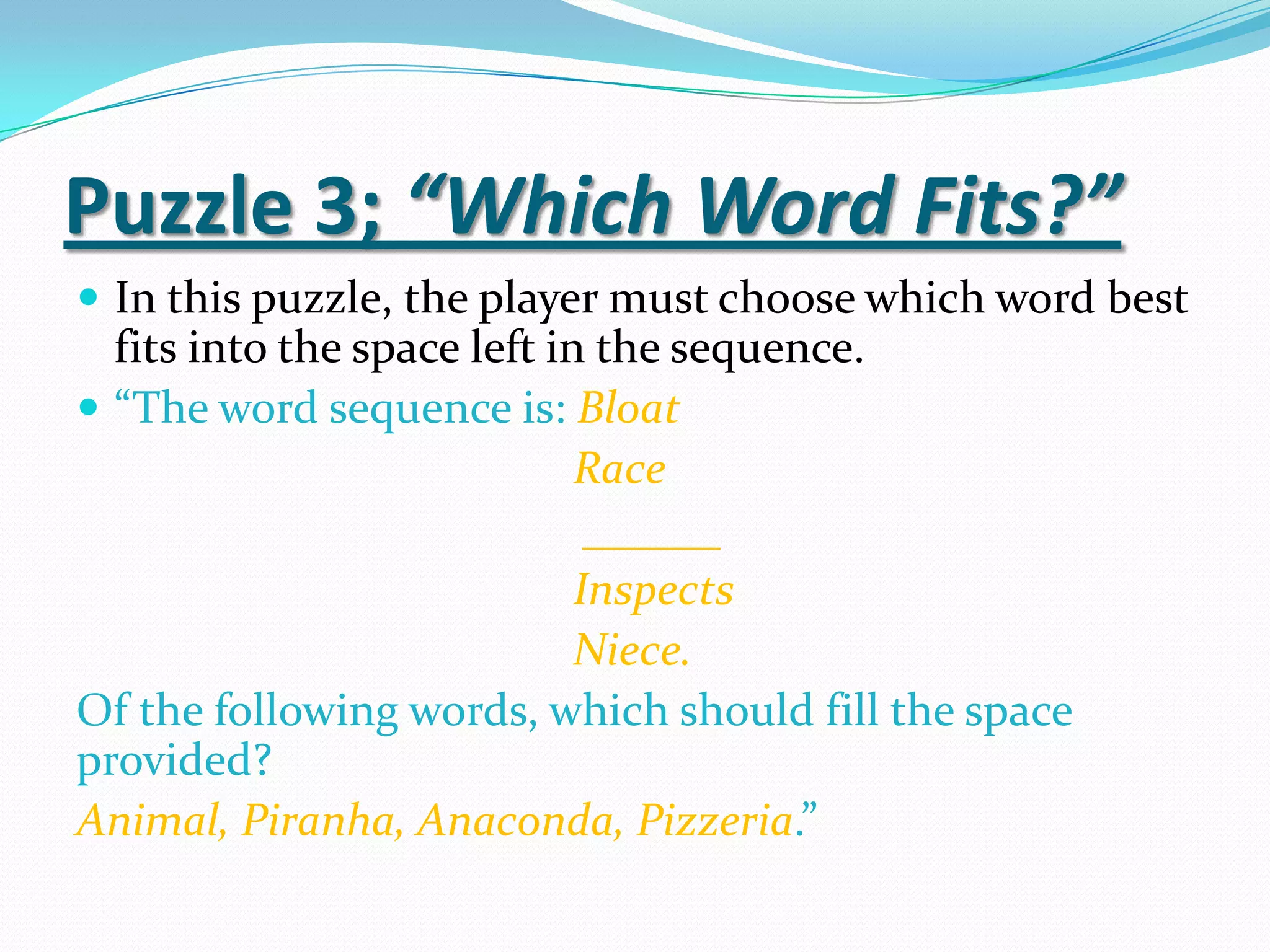 Puzzles and brainteasers assignment | PPT
