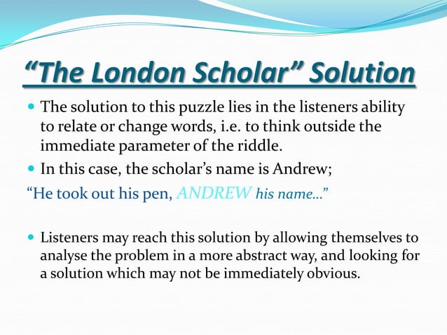 Puzzles and brainteasers assignment | PPT