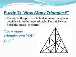 Puzzles and brainteasers assignment | PPTX